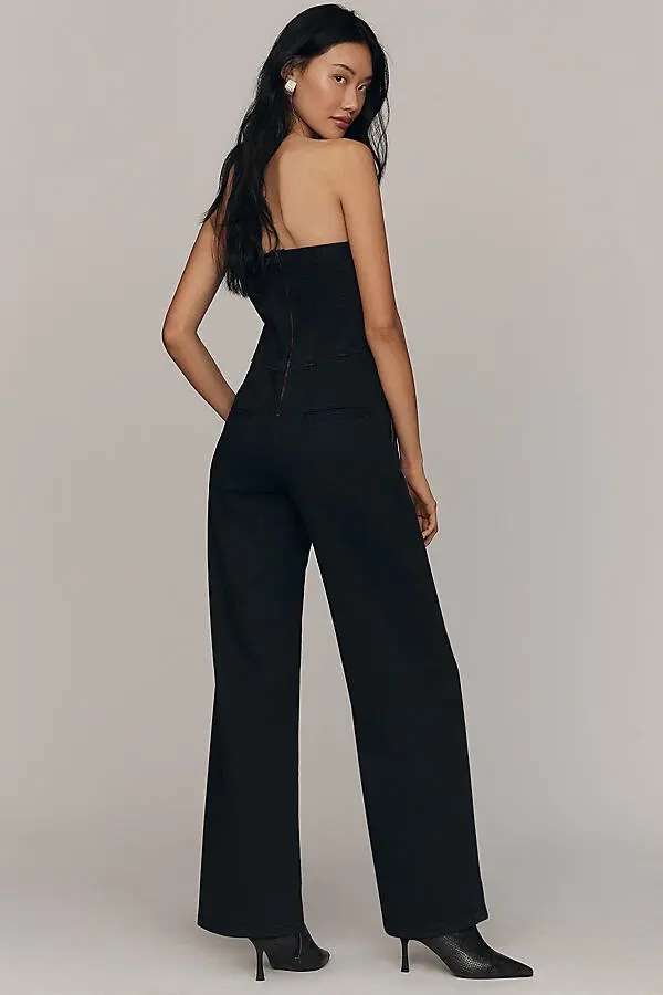 PILCRO Strapless Corset Denim Jumpsuit