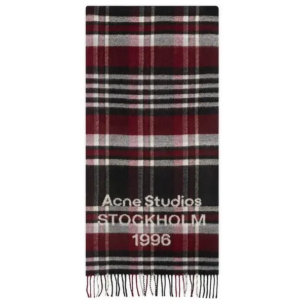 Acne Studios Venus Check Scarf - Black/burgundy