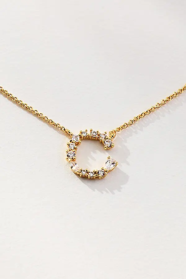 Anthropologie Delicate Crystal Monogram Necklace - C