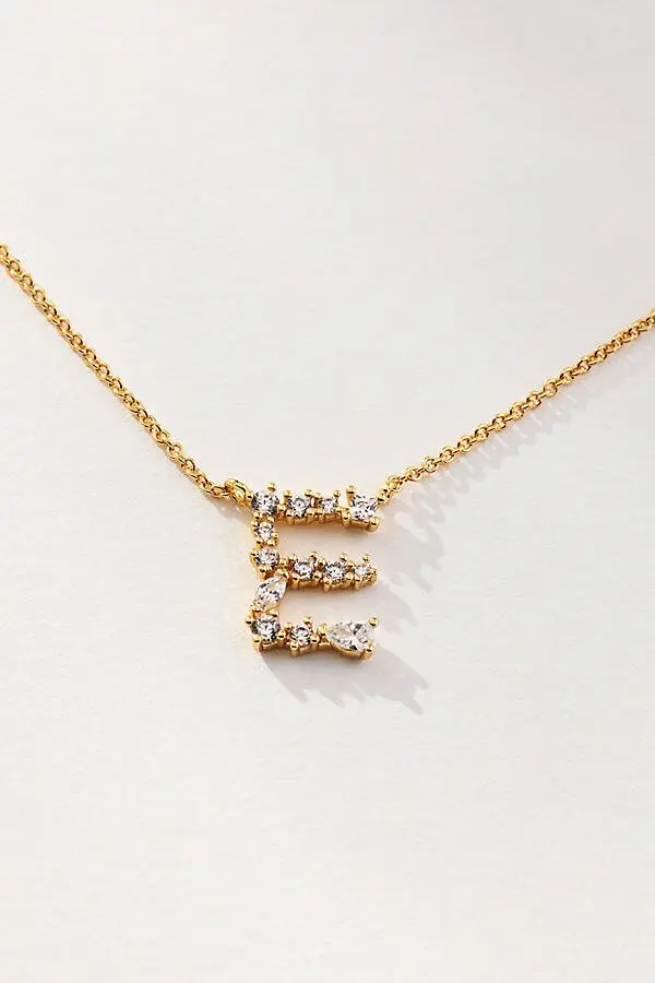 Anthropologie Delicate Crystal Monogram Necklace - E