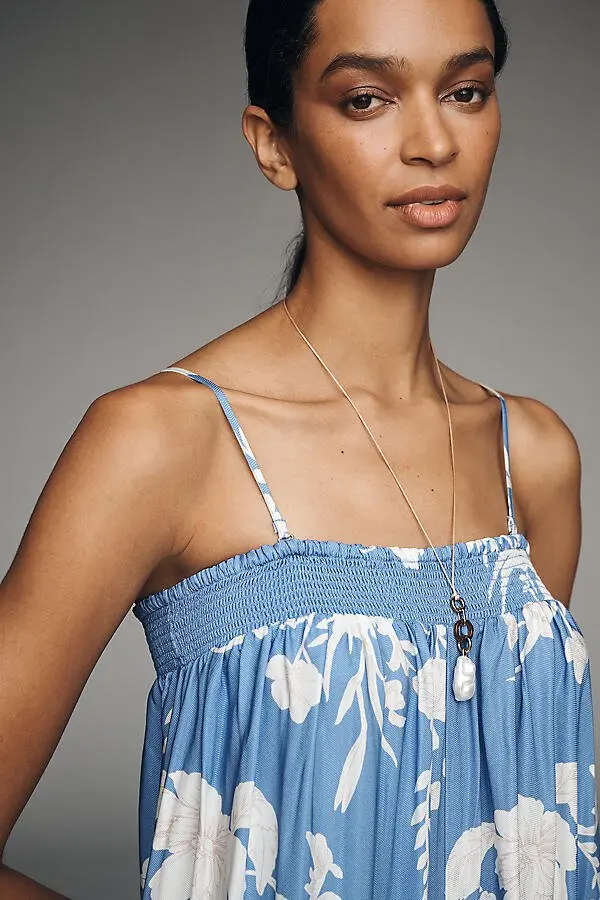 Maeve Printed Fluid Wide-leg Jumpsuit - Blue Pattern