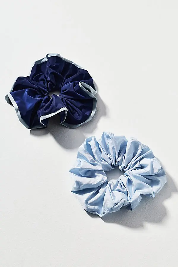 Anthropologie Nylon Scrunchies Set Of 2 - Blue
