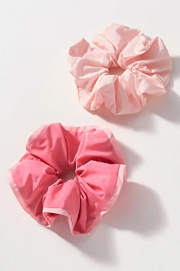 Anthropologie Nylon Scrunchies Set Of 2 - Pink