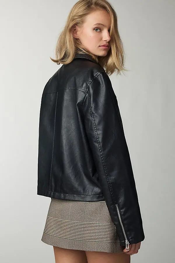PILCRO Faux Leather Crop Moto Jacket