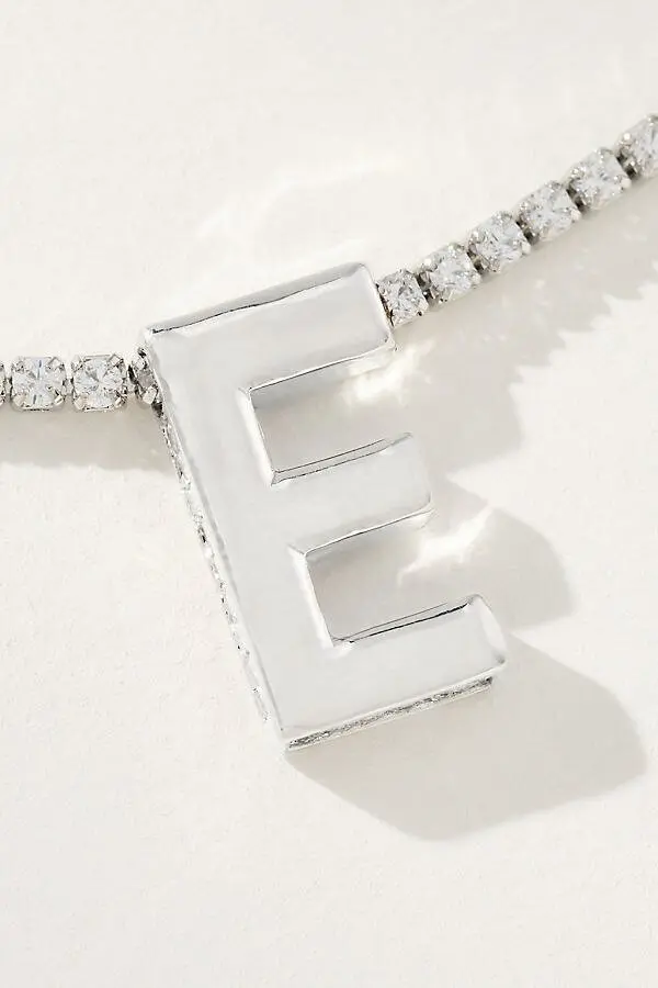 Anthropologie Shimmered Monogram Tennis Necklace - E
