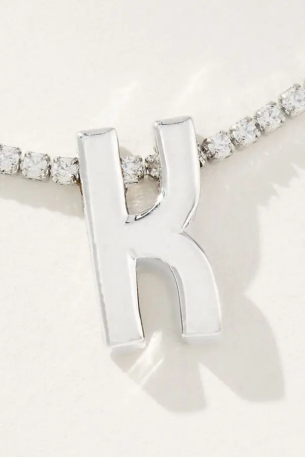 Anthropologie Shimmered Monogram Tennis Necklace - K