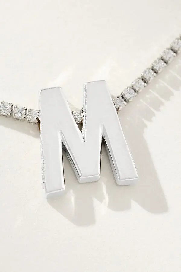 Anthropologie Shimmered Monogram Tennis Necklace - M