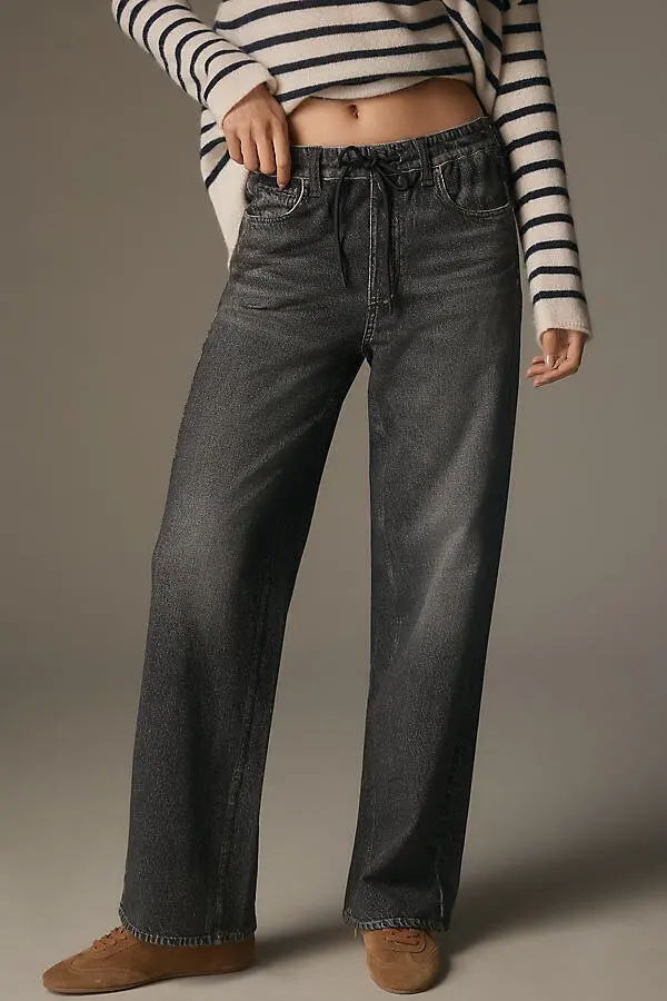 Rag & Bone Miramar High-rise Wide-leg Drawstring Jeans - Black