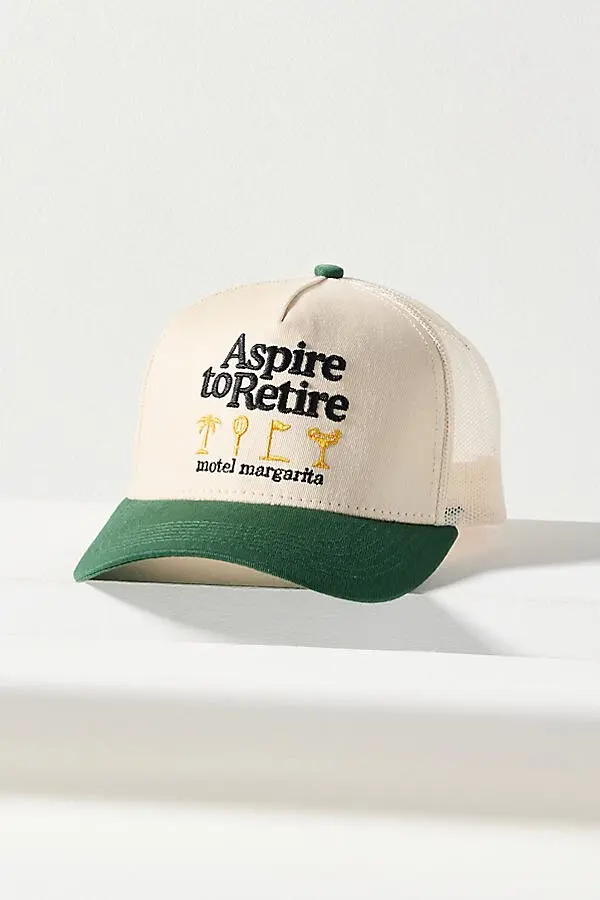MOTEL MARGARITA Aspire To Retire Trucker Hat - Natural