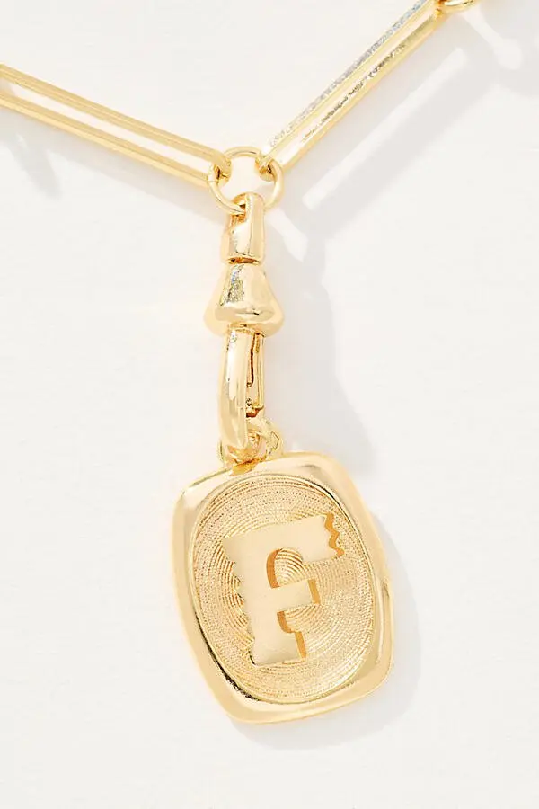 Anthropologie Linked Chain Monogram Pendant Necklace - F