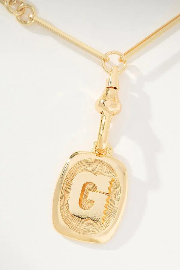 Anthropologie Linked Chain Monogram Pendant Necklace - G