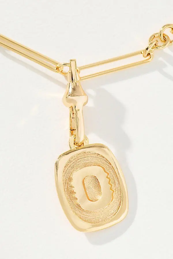 Anthropologie Linked Chain Monogram Pendant Necklace - O