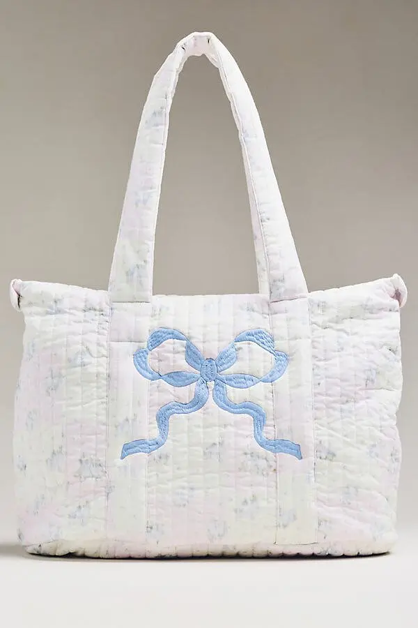 LoveShackFancy Aja Patterned Tote Bag - Lilac Vanilla