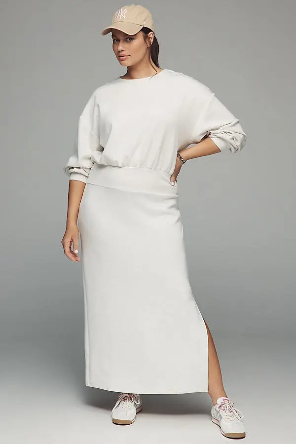 DAILY PRACTICE BY ANTHROPOLOGIE Long-sleeve Knit Maxi Dress - White Heather