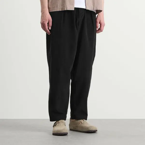 Universal Works Cat Cord Pleated Track Pant - Black