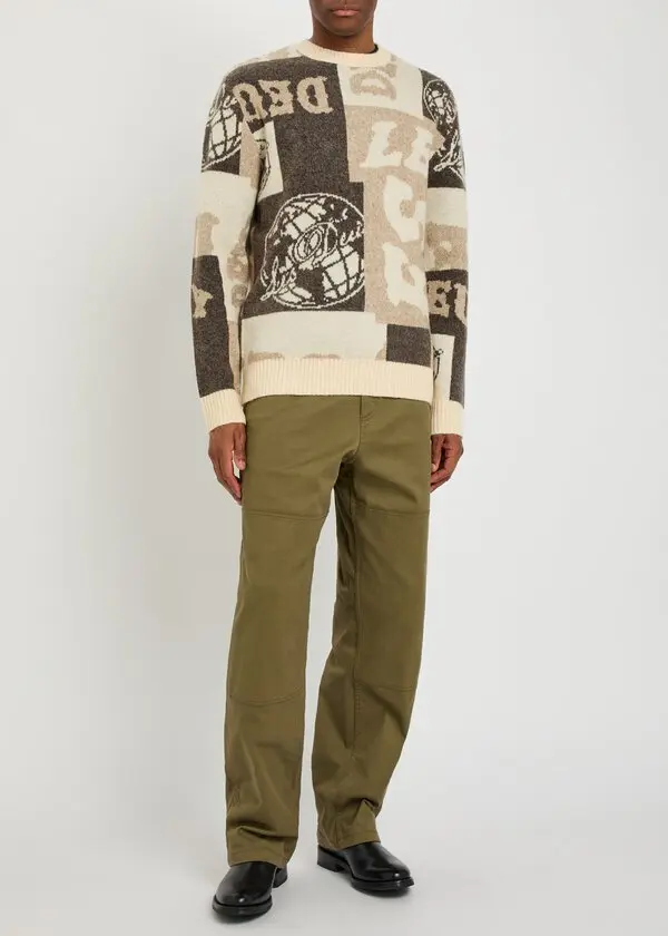 LES DEUX Globe Jacquard Knit Jumper