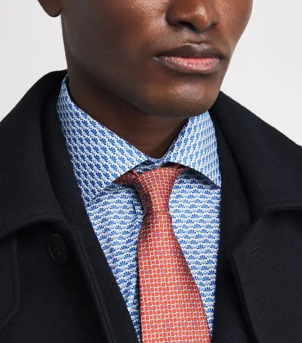 Eton Cotton Twill Print Slim Shirt - Navy