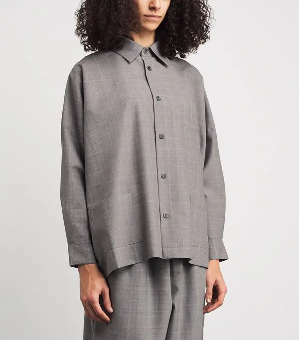 Eskandar Virgin Wool Wide A-line Shirt Jacket