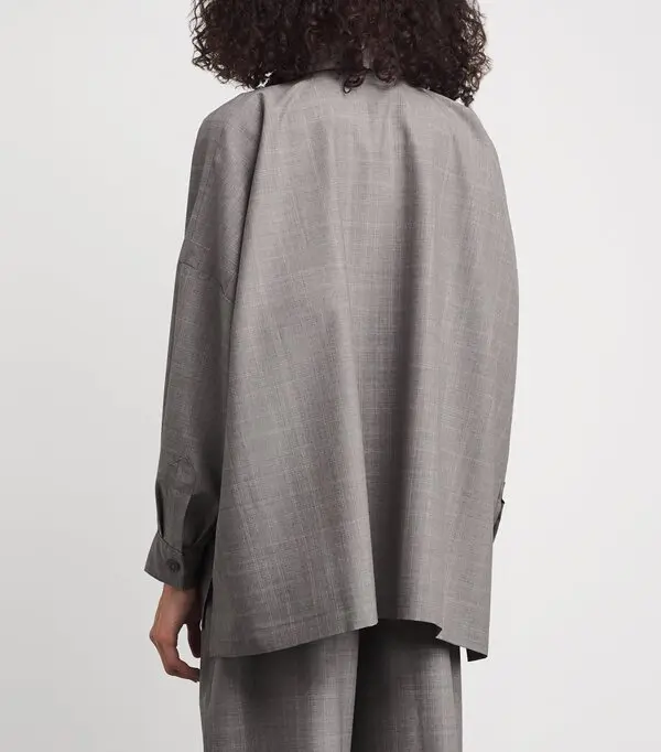 Eskandar Virgin Wool Wide A-line Shirt Jacket