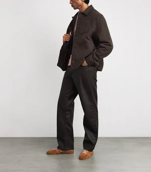 Oliver Peoples Wool-blend Stripe Overshirt - Brown