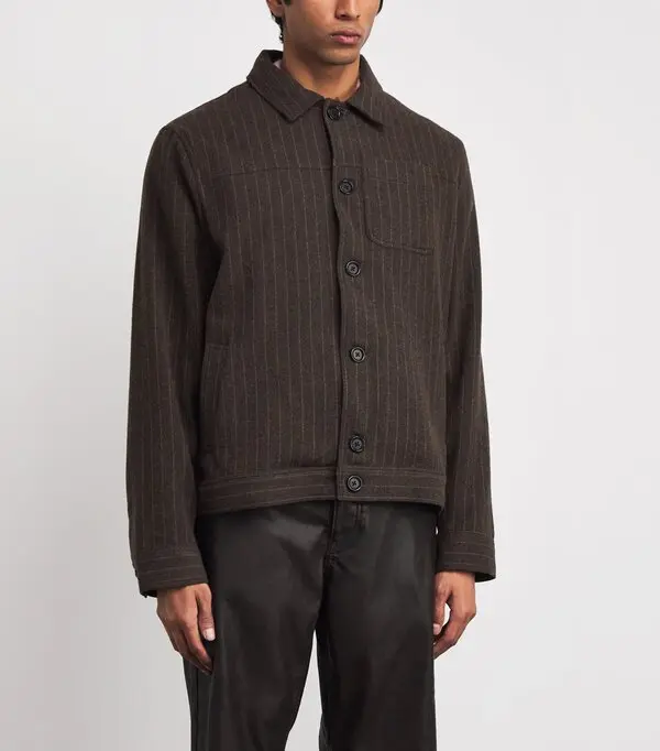 Oliver Peoples Wool-blend Stripe Overshirt - Brown