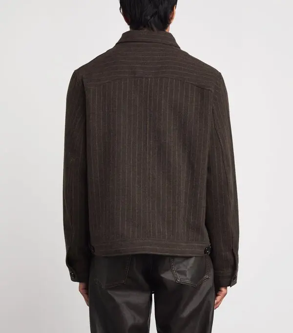 Oliver Peoples Wool-blend Stripe Overshirt - Brown