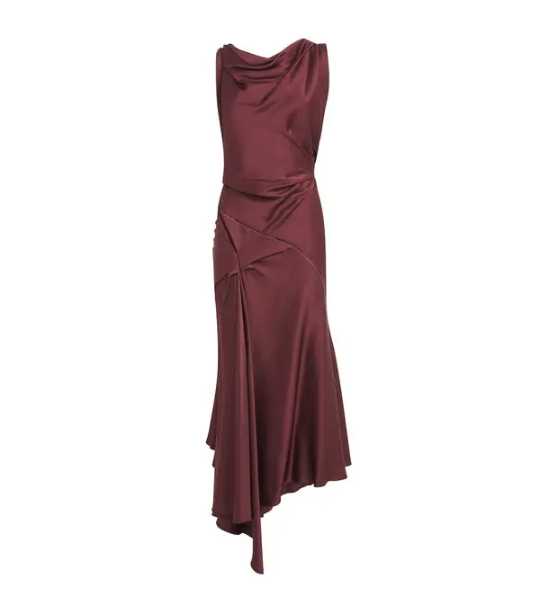 asymmetric draped midi dress Amsale Bridesmaid Dress P434S