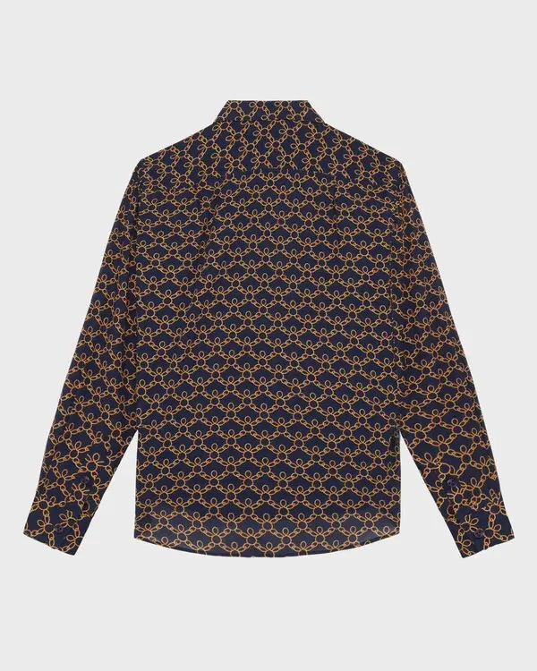 Vilebrequin Cotton Voile Turtles Chain Shirt Caracal - Blue