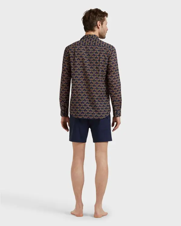 Vilebrequin Cotton Voile Turtles Chain Shirt Caracal - Blue