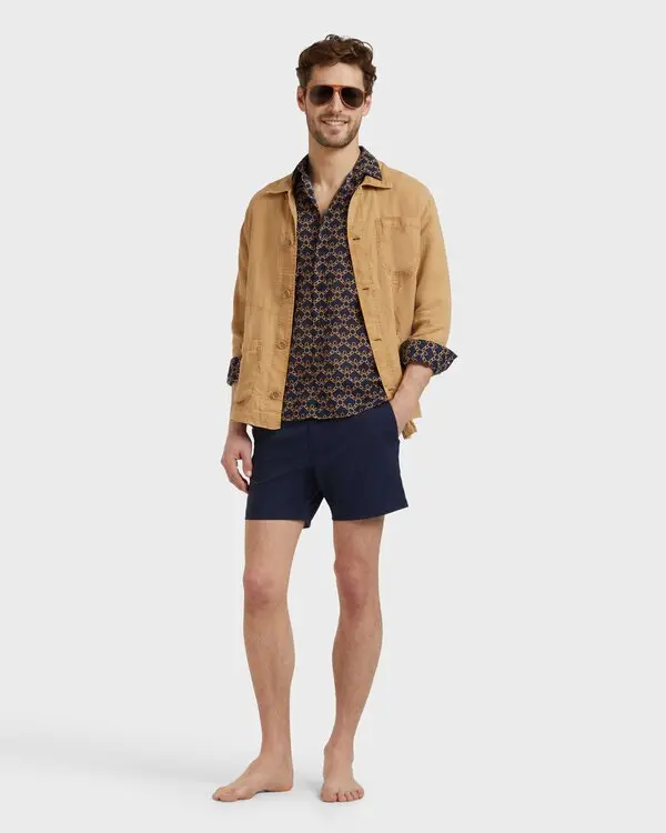 Vilebrequin Cotton Voile Turtles Chain Shirt Caracal - Blue