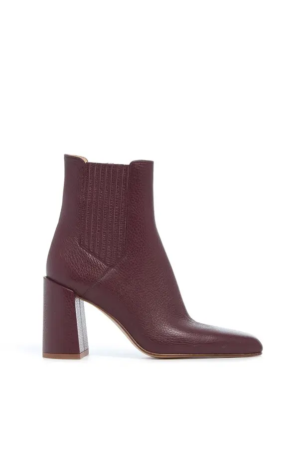 Gabriela Hearst Luke High-heel Ankle Boots In Textured Leather - Bordeaux