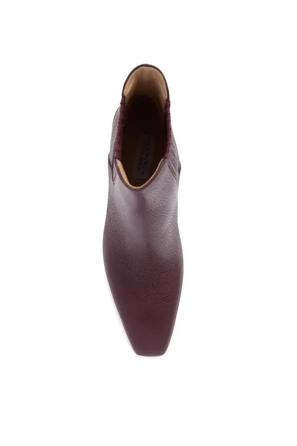 Gabriela Hearst Luke High-heel Ankle Boots In Textured Leather - Bordeaux