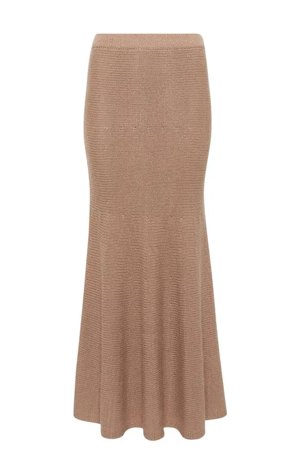 Gabriela Hearst Manni Cashmere Knit Maxi Skirt - Camel