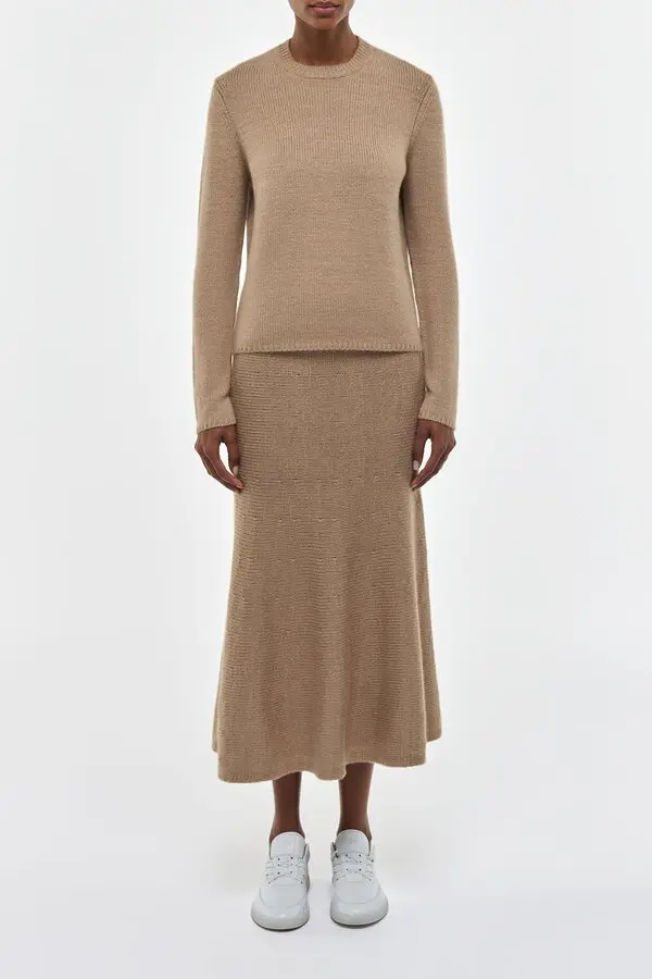 Gabriela Hearst Manni Cashmere Knit Maxi Skirt - Camel