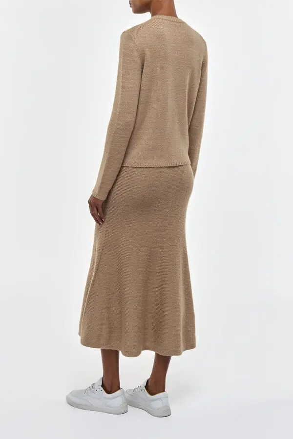 Gabriela Hearst Manni Cashmere Knit Maxi Skirt - Camel