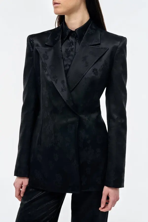 Gabriela Hearst Aleah Embroidered Silk Blazer - Black