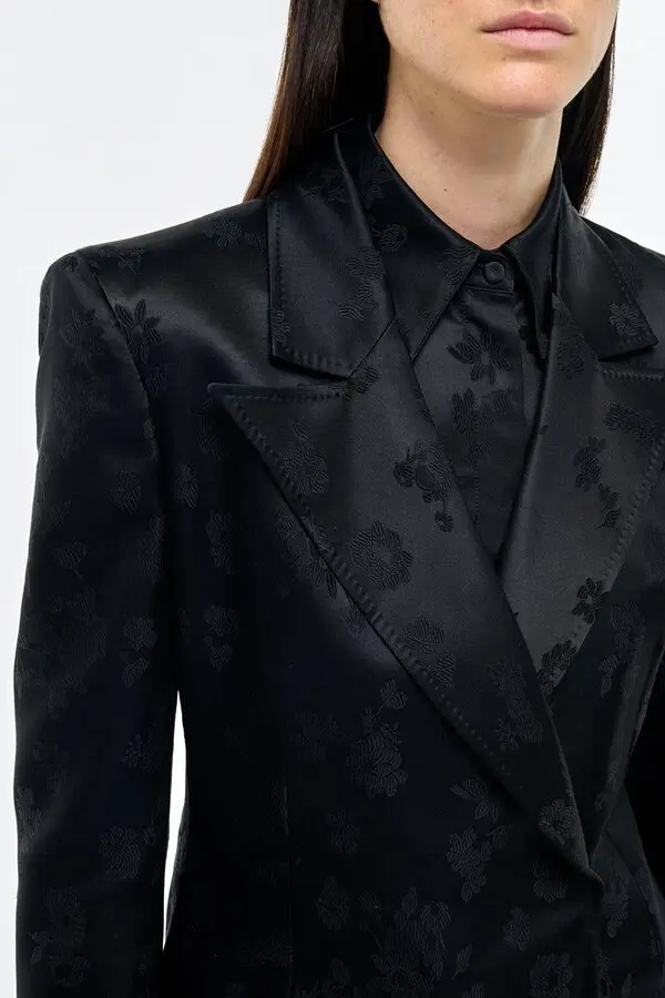 Gabriela Hearst Aleah Embroidered Silk Blazer - Black