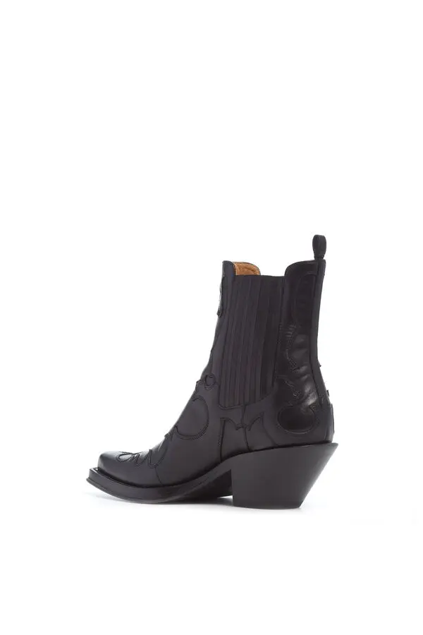 Gabriela Hearst Cassidy Cowboy Ankle Boot In Leather - Black