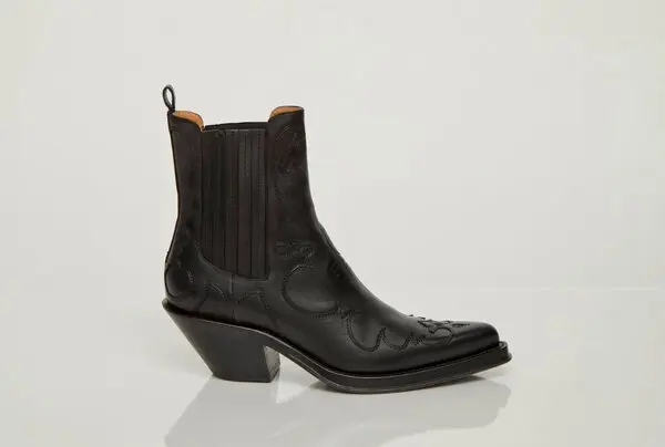 Gabriela Hearst Cassidy Cowboy Ankle Boot In Leather - Black