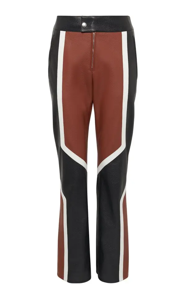 Gabriela Hearst Navarre Moto Pant In Cognac & Black Textured Leather - Black/cognac