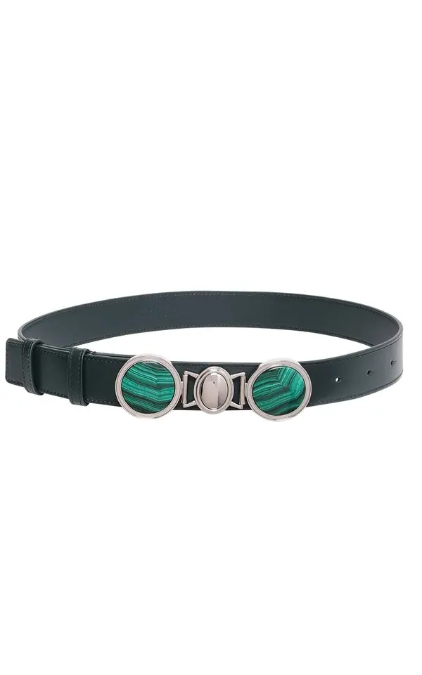 Gabriela Hearst Grange Stone Leather Belt - Bottle Green