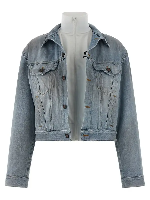 Balenciaga Double Layer Denim Jacket - Light Blue