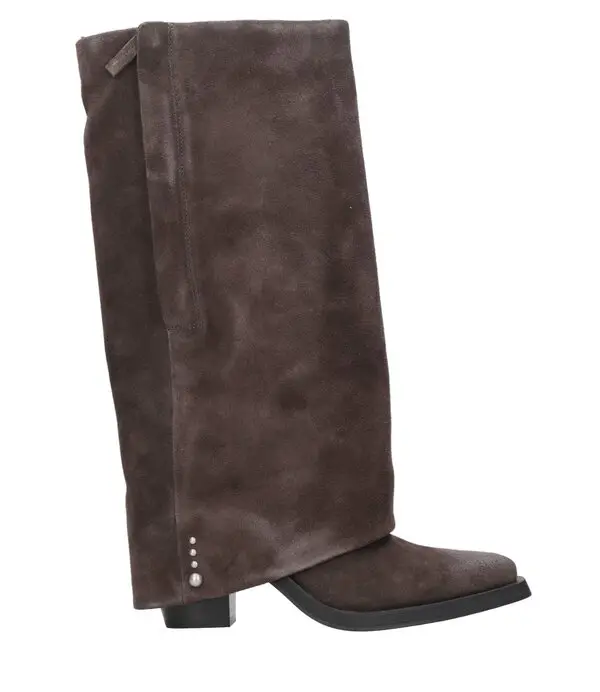 Ash Suede Leather Boots With Zipper Detail - Brown