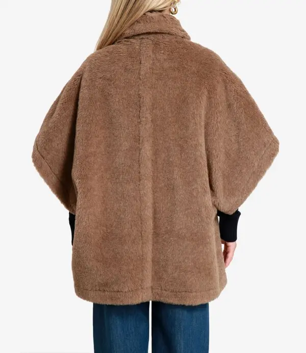 Max Mara Teddy Fabric Cape With Asymmetrical Button Closure
