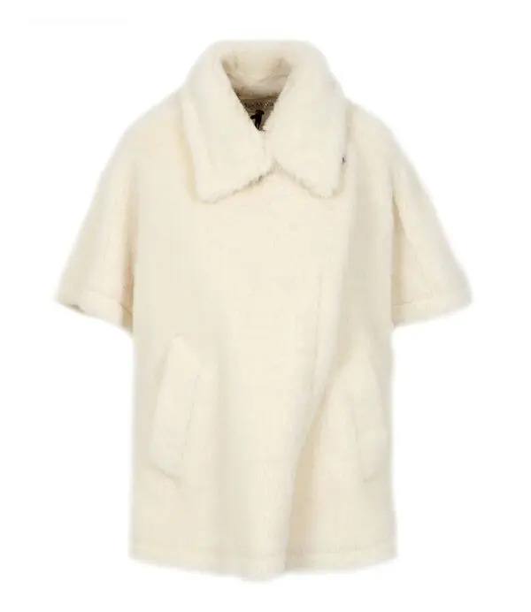 Max Mara Teddy Fabric Short Cape - White