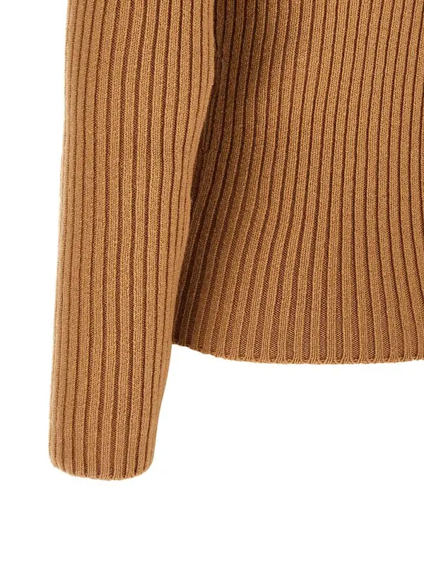 Max Mara Ribbed Stretch Wool And Cashmere Turtleneck Sweater - Beige