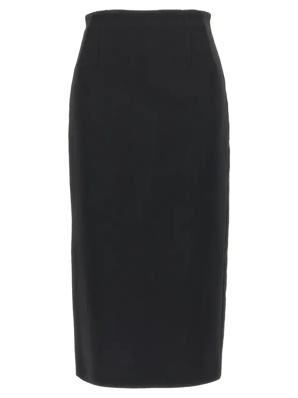 Max Mara Viscose Midi Skirt With Satin Inserts