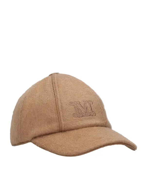 Max Mara Wool Visor With Logo Detail - Camel