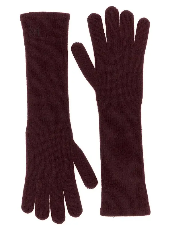 Max Mara Cashmere Gloves With Monogram Embroidery - Bordeaux