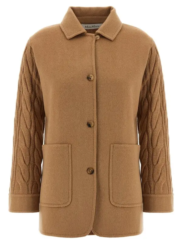 Max Mara Tacco' Wool Braided Coat - Beige